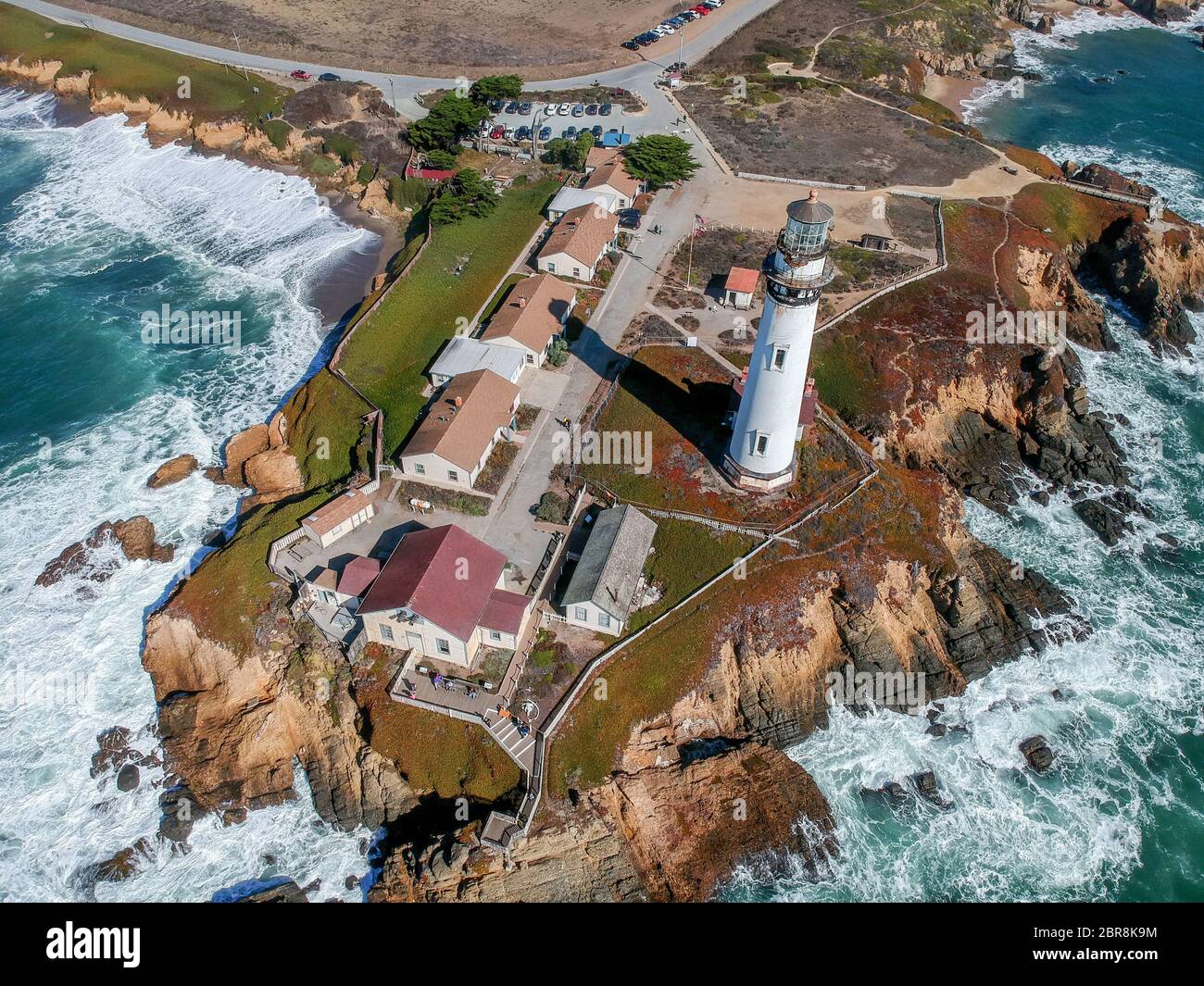 Aerial view of Pigeon Point Lighthouse in California Stock Photo - Alamy