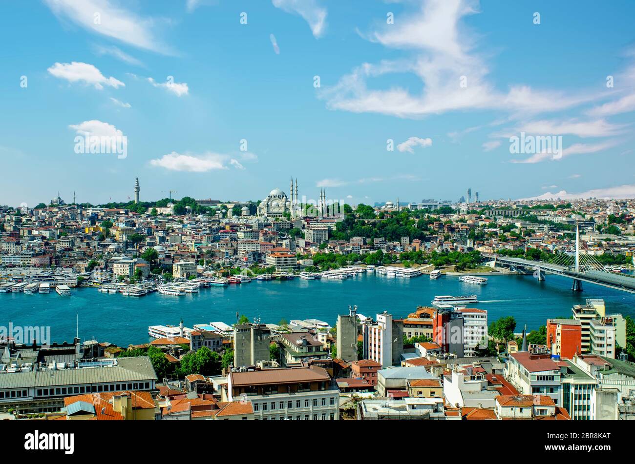 The Golden Horn Watefront Panorama In Istanbul, Turkey Stock Photo - Alamy
