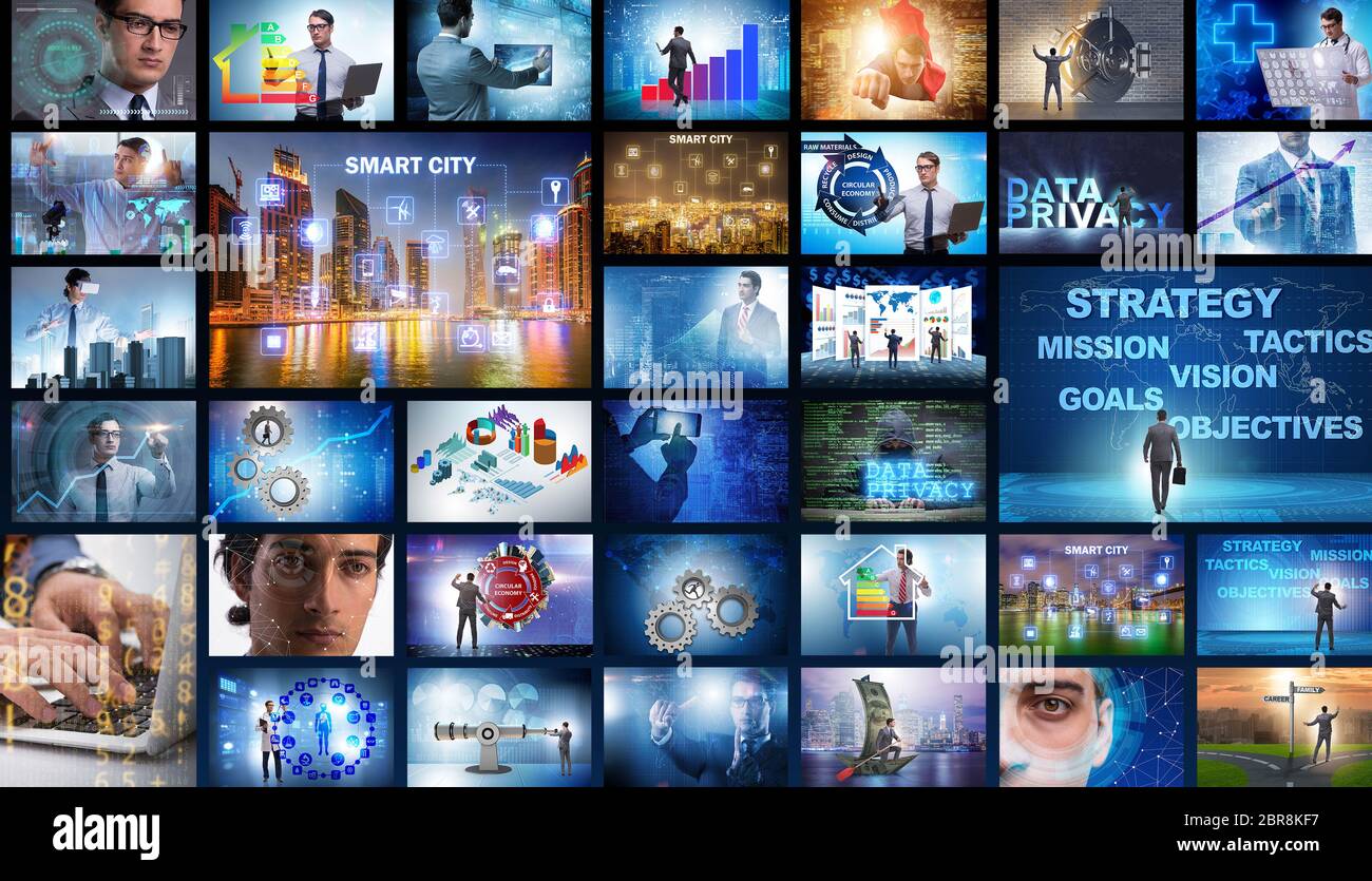 The collage of various business concepts Stock Photo - Alamy