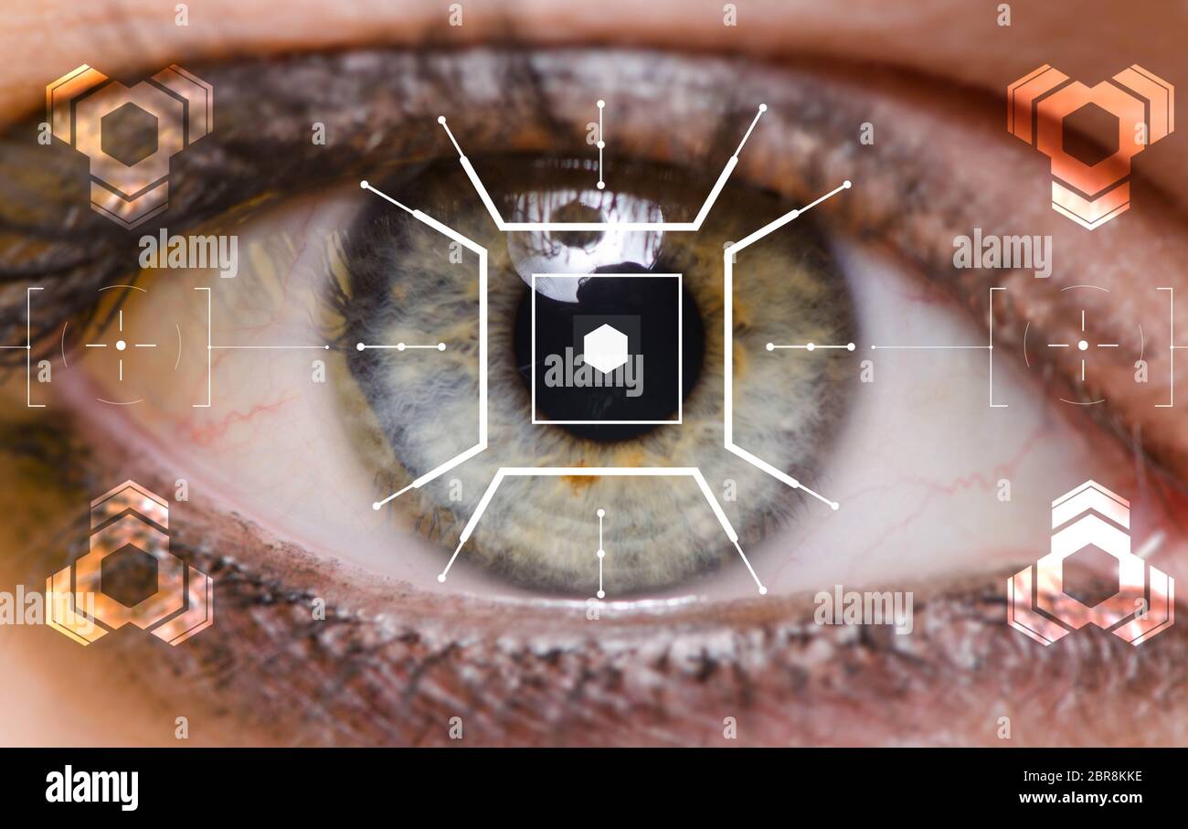The concept of sensor implanted into human eye Stock Photo - Alamy