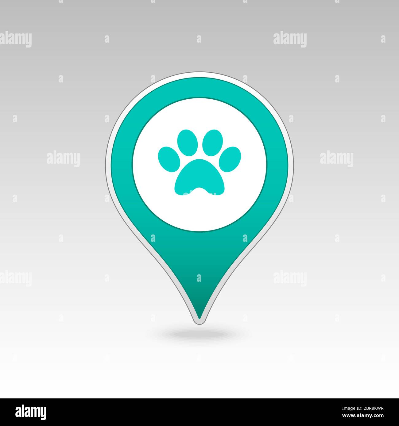 Dog paw pin map icon. Map pointer. Map markers. Destination vector icon ...