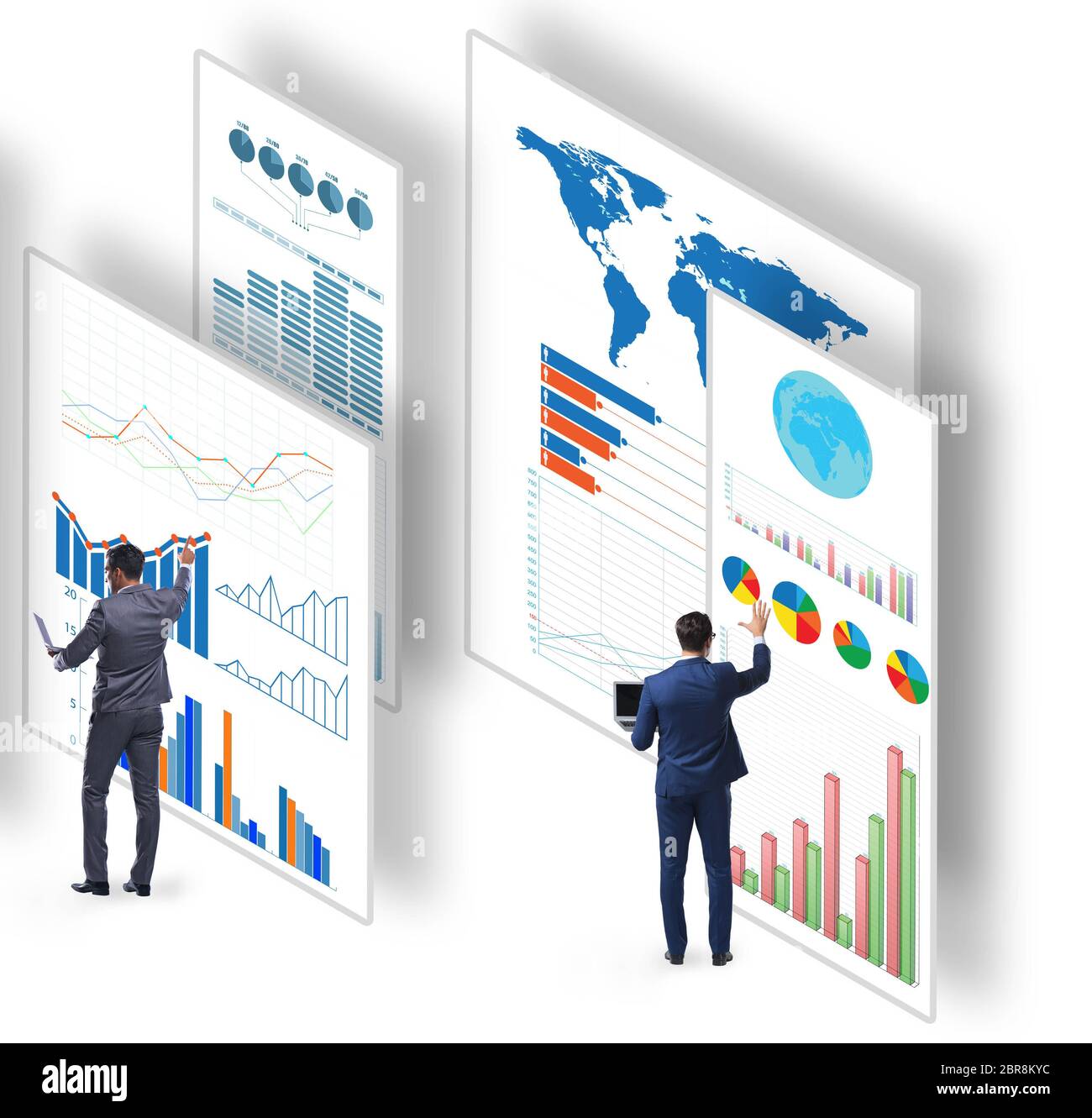 The businessman in business visualization and infographics concept ...