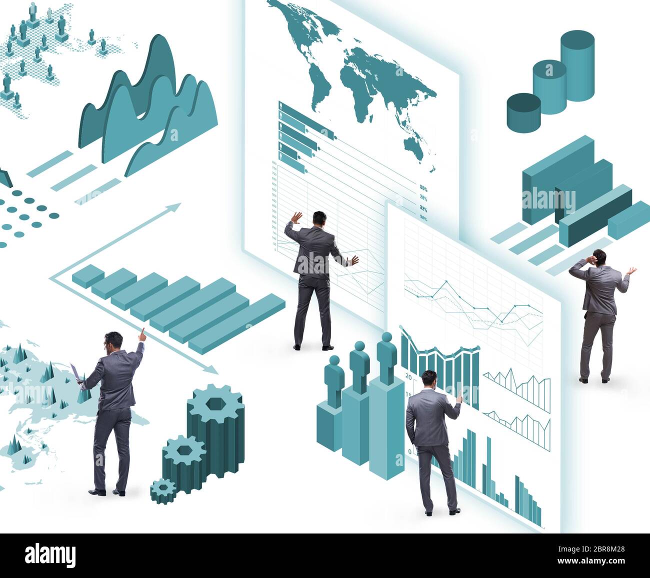 The businessman in business visualization and infographics concept ...