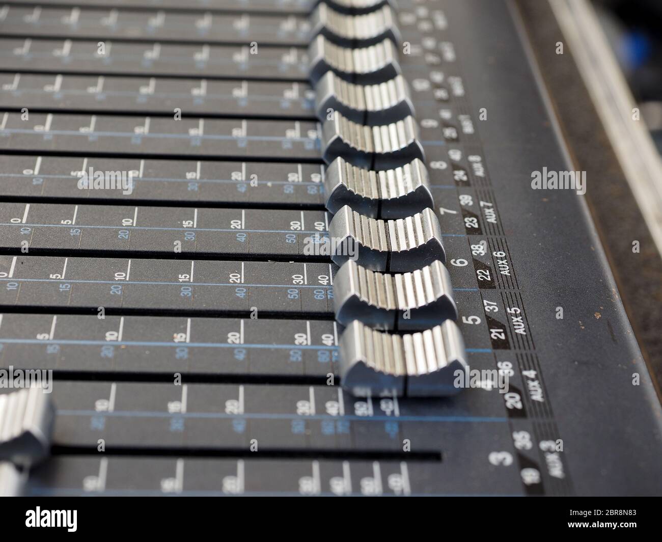 Detail of a soundboard mixer electronic device Stock Photo - Alamy