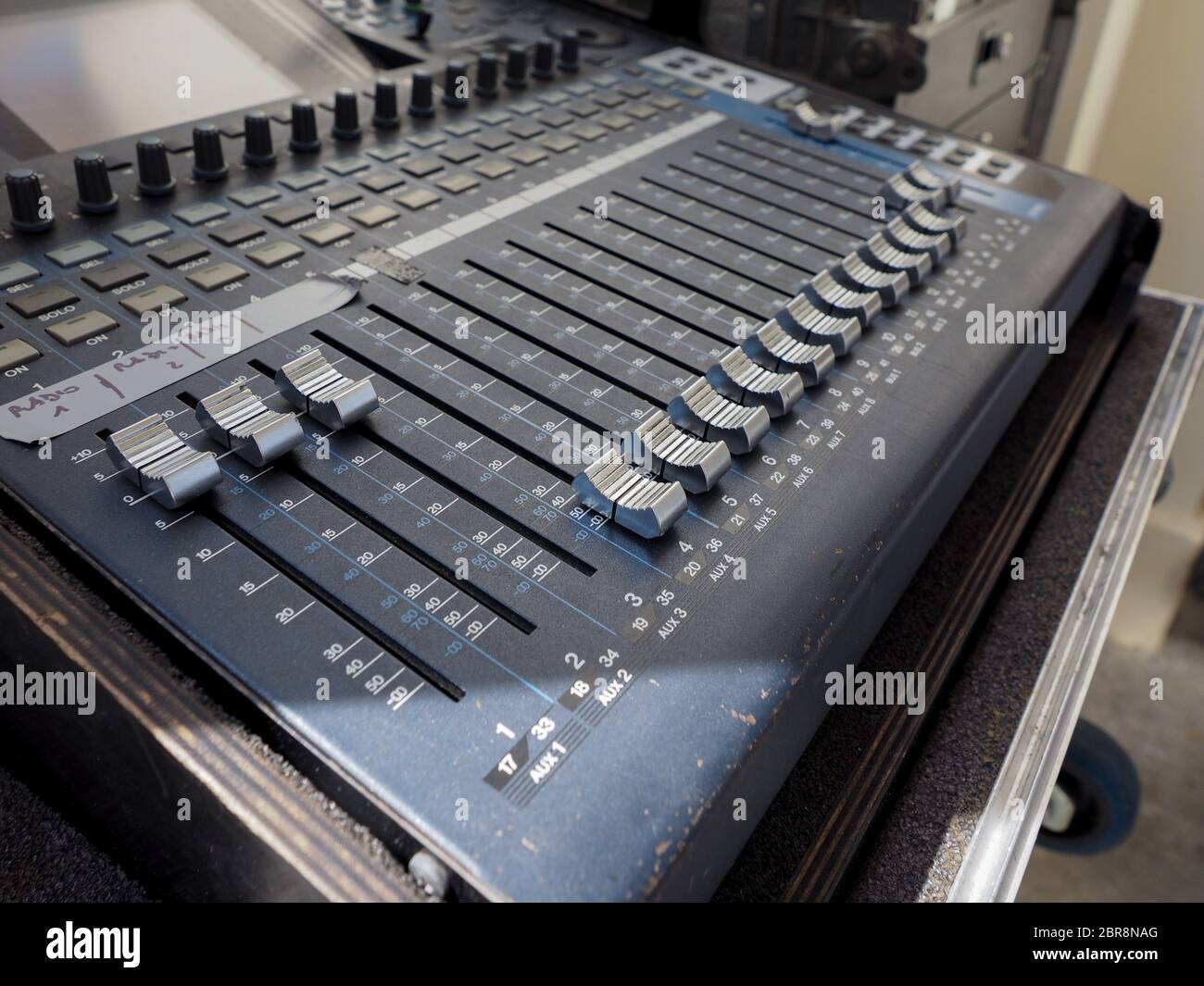 Detail of a soundboard mixer electronic device Stock Photo - Alamy