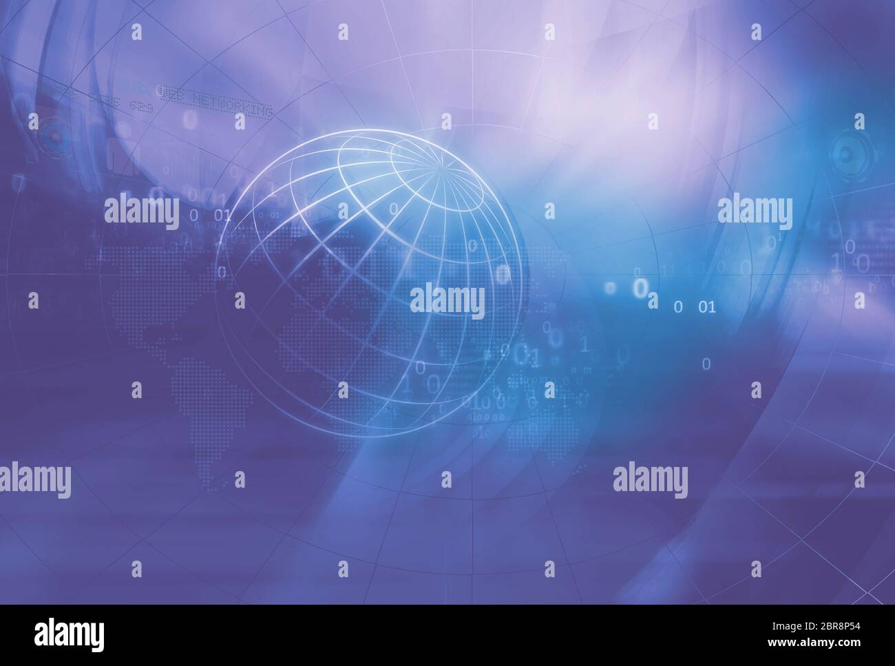 Graphical digital studio background with binary codes and earth globe ...