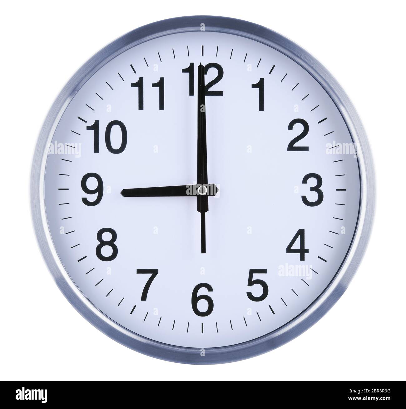 Wall clock isolated on white background. Nine oclock Stock Photo - Alamy