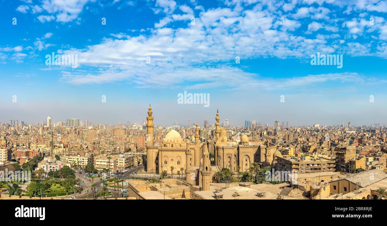 Panoramic view from above on Cairo and Sultan Hassan Mosque Stock Photo ...