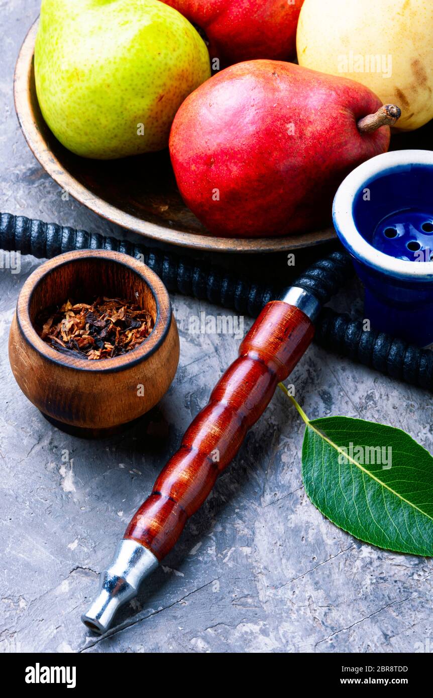 East shisha.Hookah tobacco with taste of a ripe pear.Smoking Egyptian hookah Stock Photo - Alamy