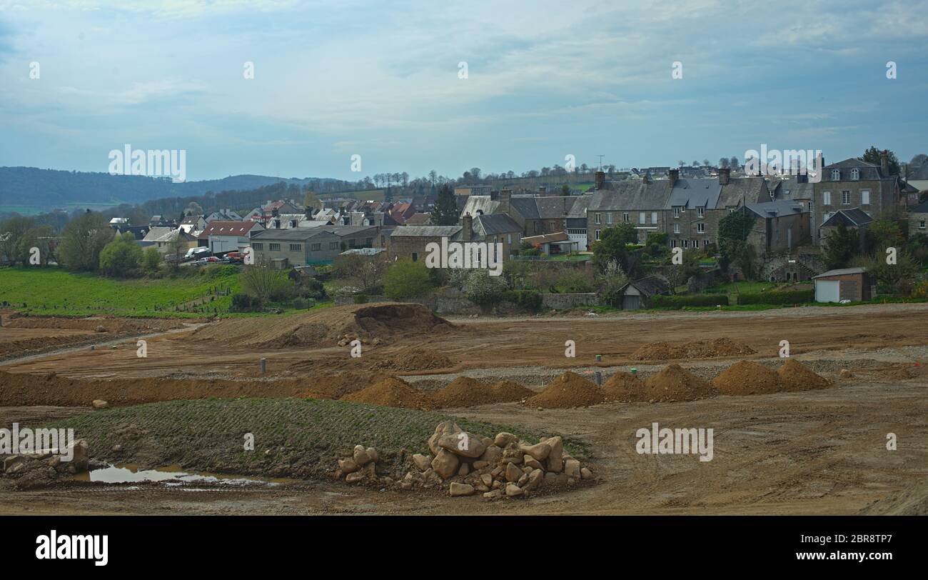 View from hill on small town Surdeval in Normandy France Stock Photo ...