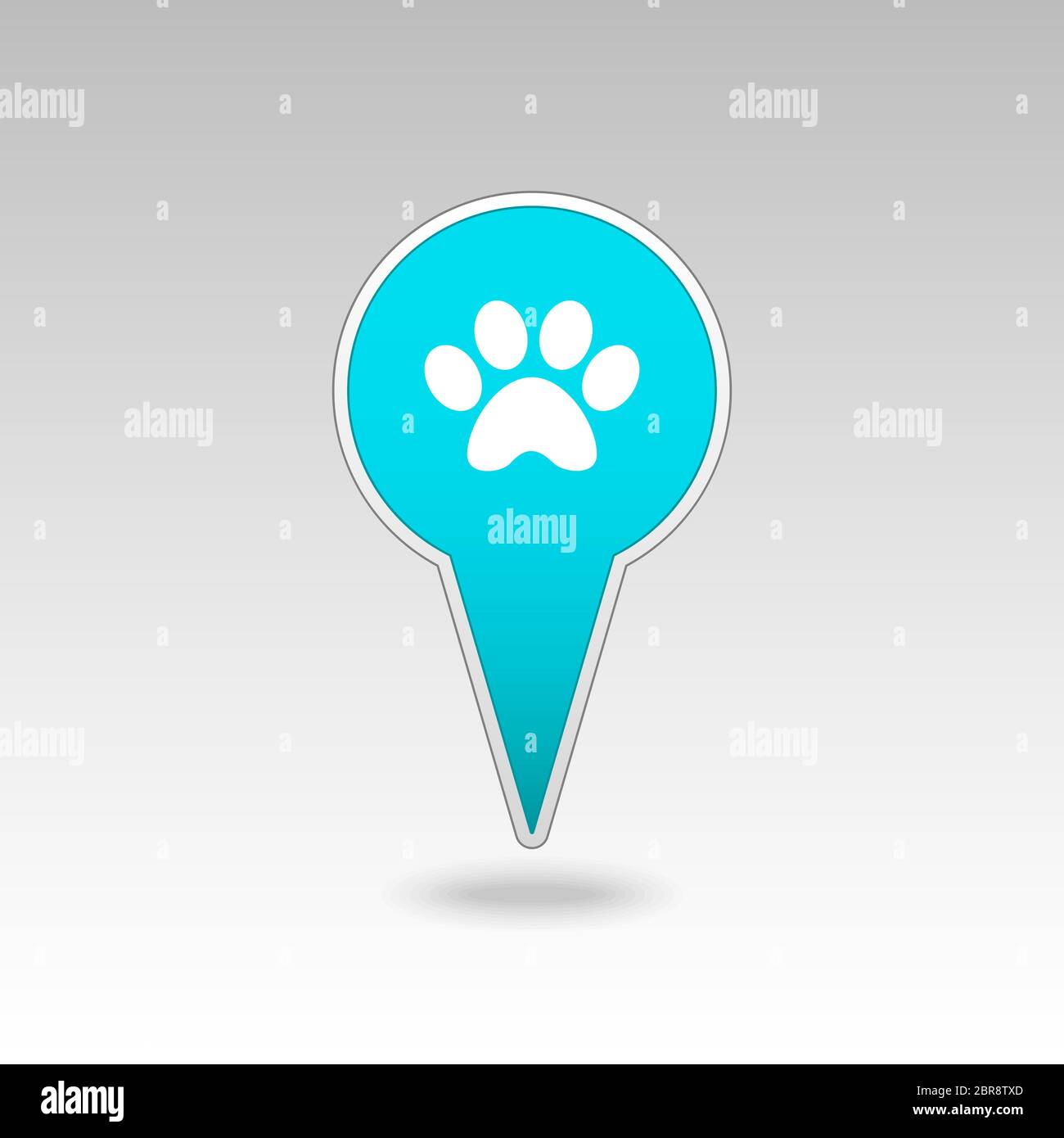 Dog paw pin map icon. Map pointer. Map markers. Destination vector icon ...