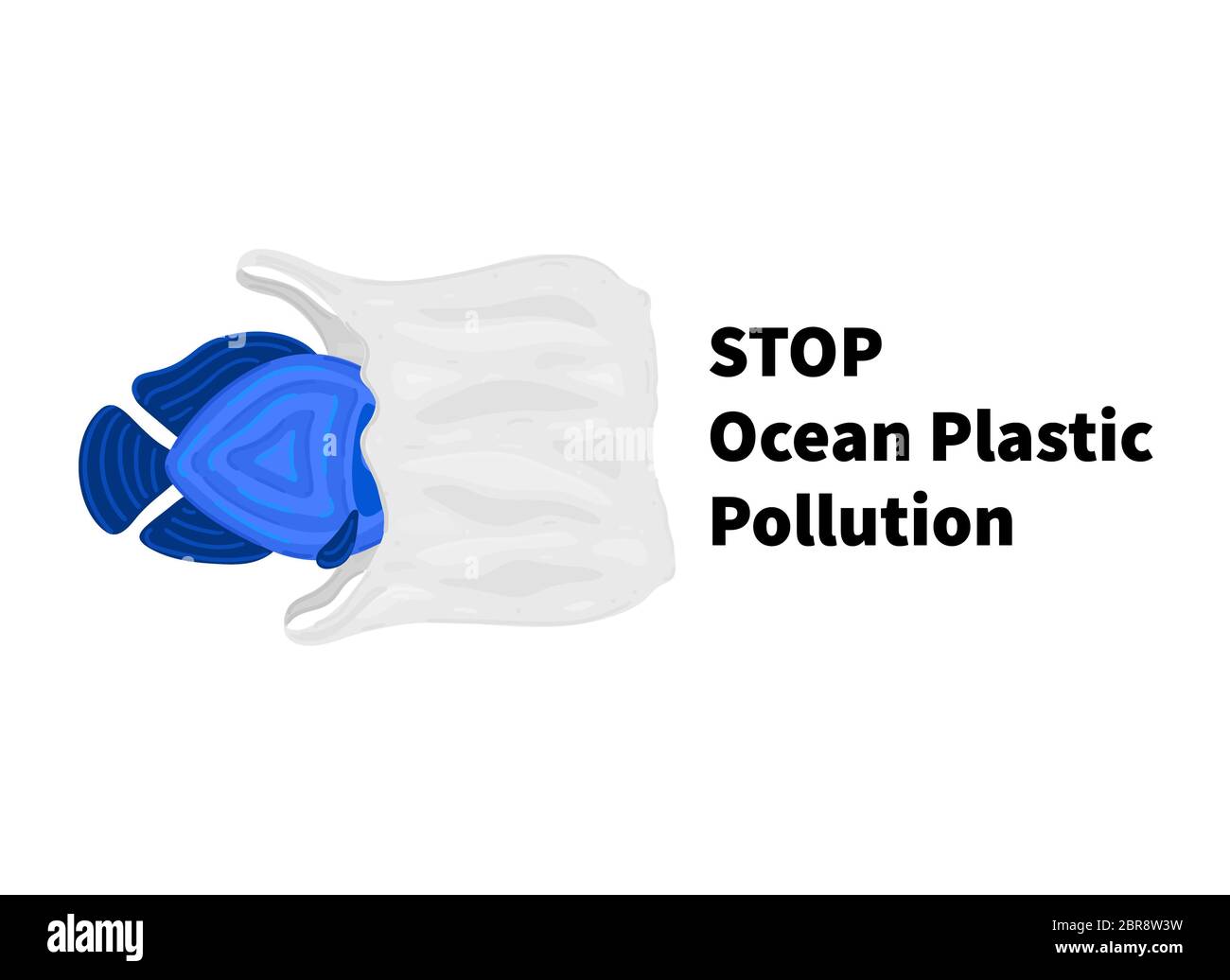 Stop ocean plastic pollution. The fish swims among the garbage. Marine ...