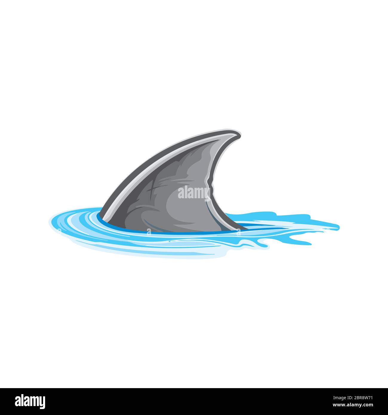 shark fin single water wildlife sea predator illustration Stock Photo ...