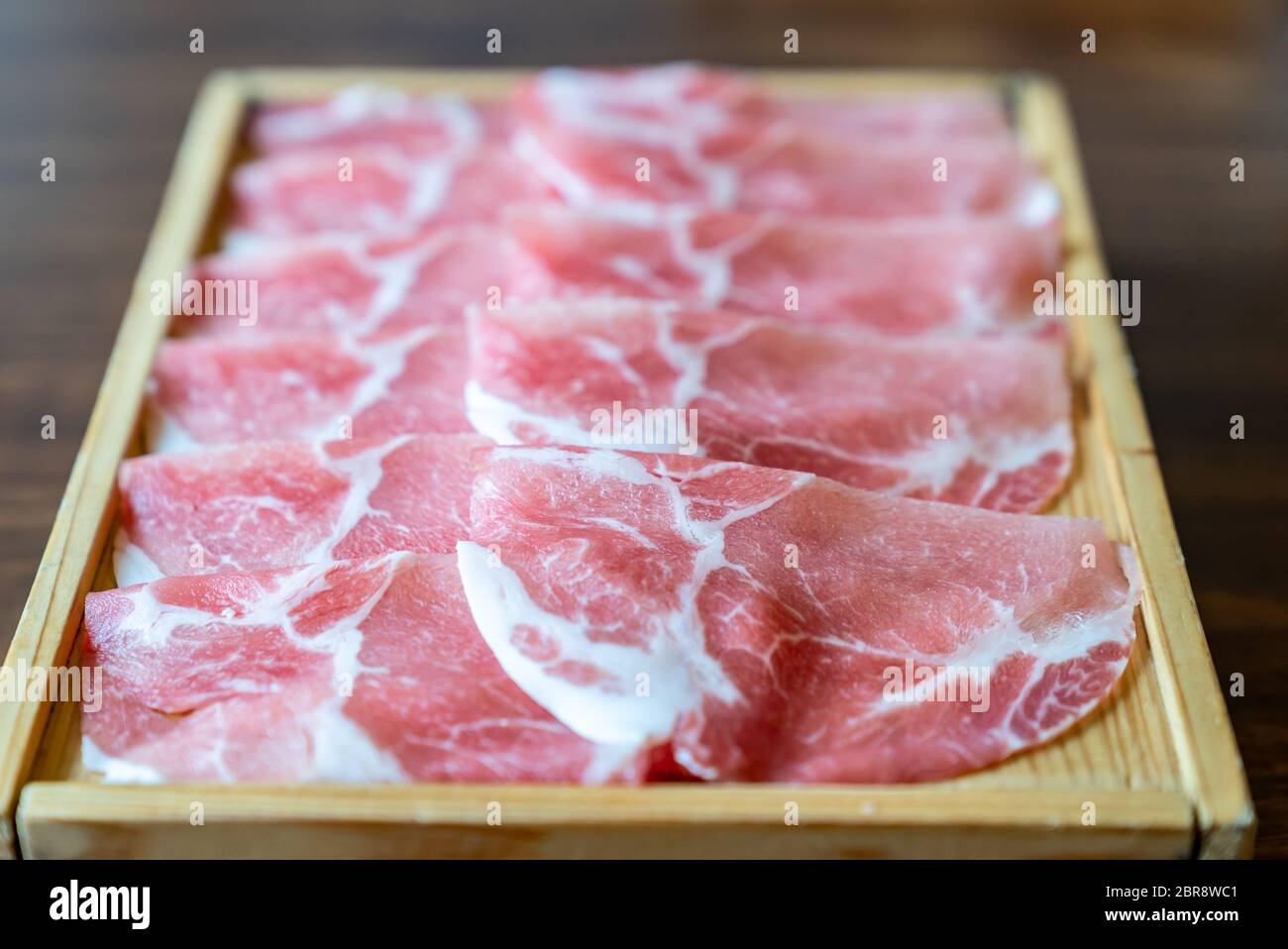 Raw Kurobuta pork meat set ready to cook Shabu shabu and sukiyaki Stock ...