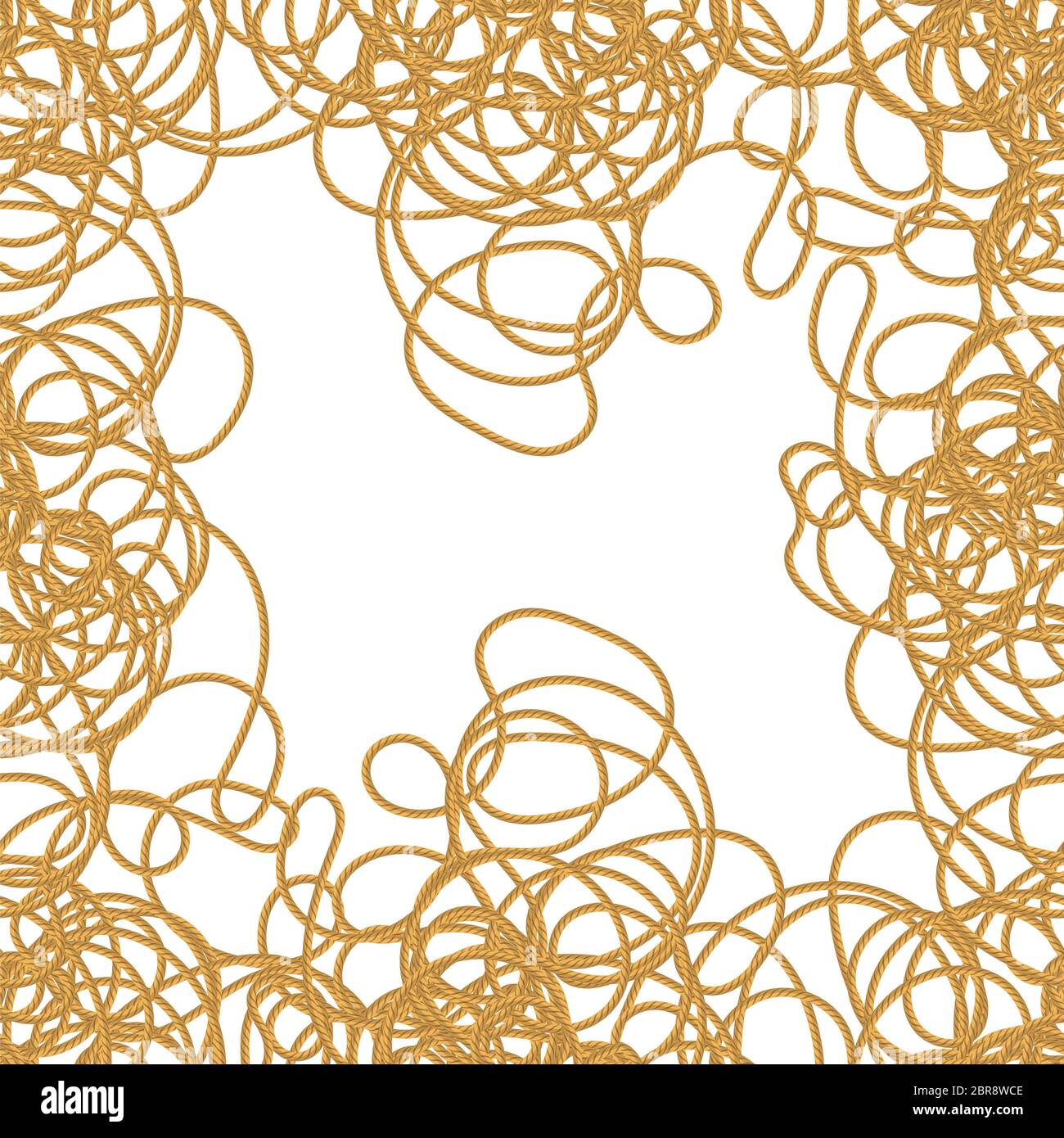 Rope Seamless Pattern on White Background. Cute Rope Frame Stock Photo ...