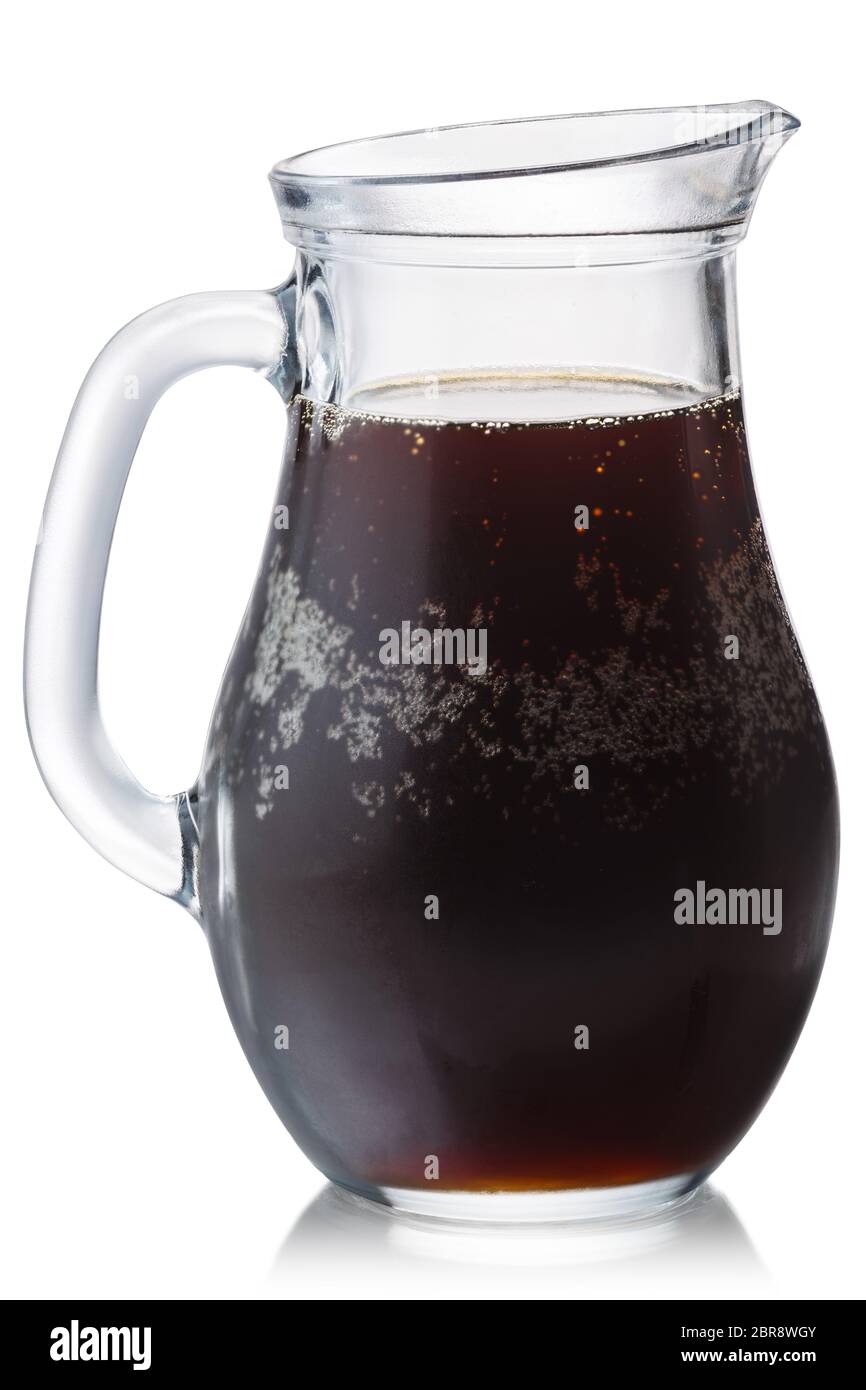 Glass pitcher of cold kvass, isolated Stock Photo - Alamy