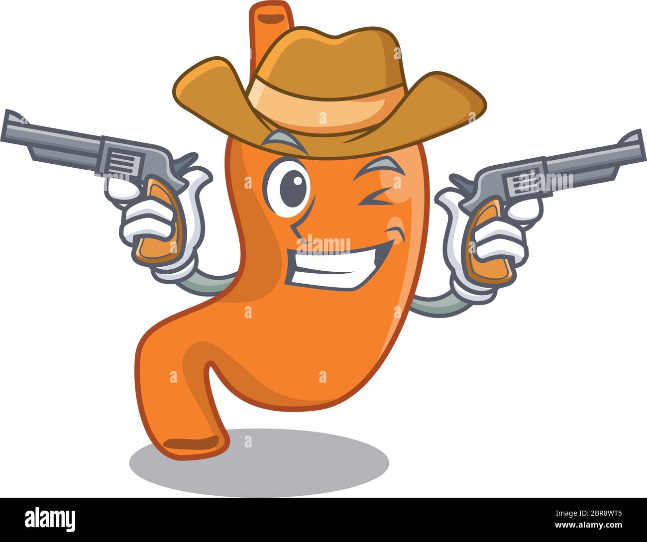Cartoon character cowboy of stomach with guns Stock Vector Image & Art ...