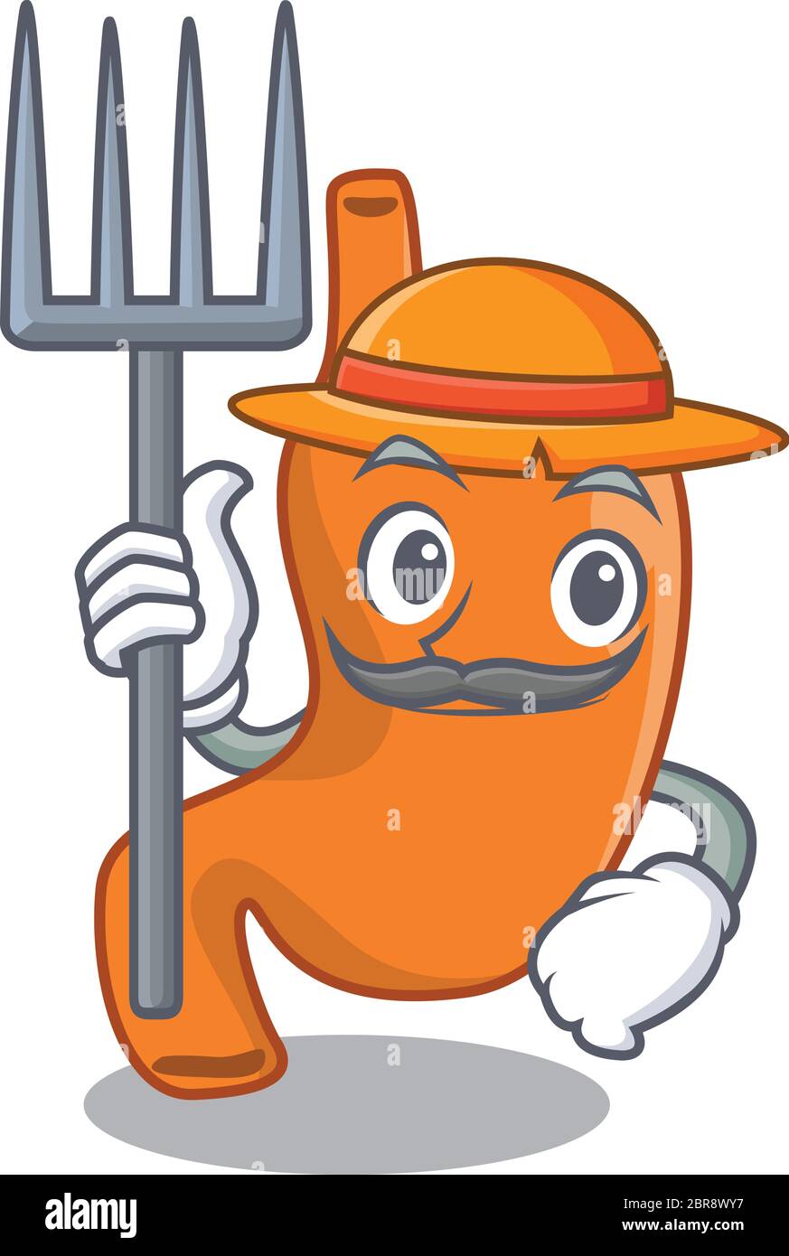 Stomach mascot design working as a Farmer wearing a hat Stock Vector ...