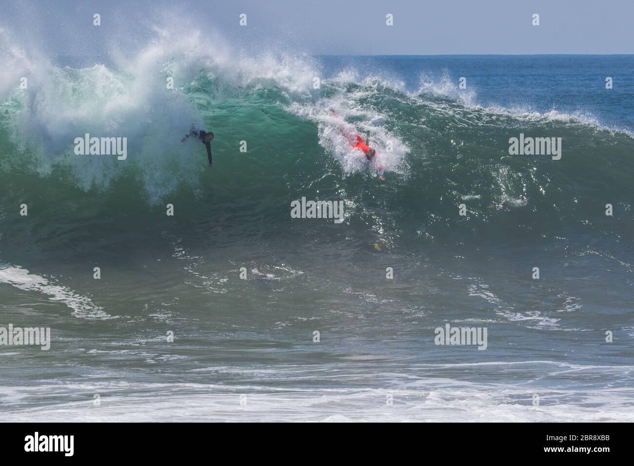 Bodysurfer Riding A Wave At The World Famous Bodysurfing Location The
