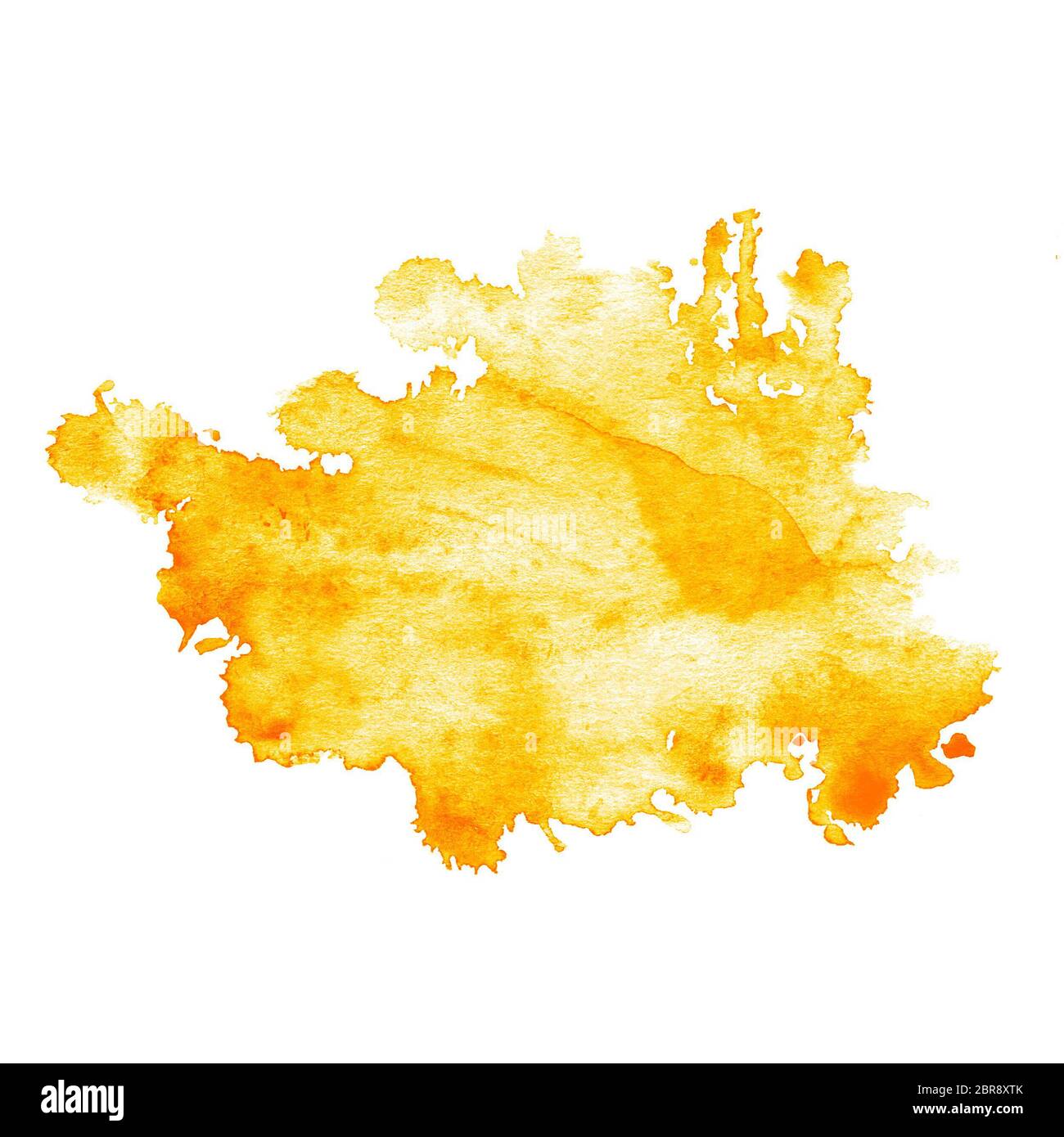 Watercolor orange spot with splashes and stains. Isolated orange spot ...