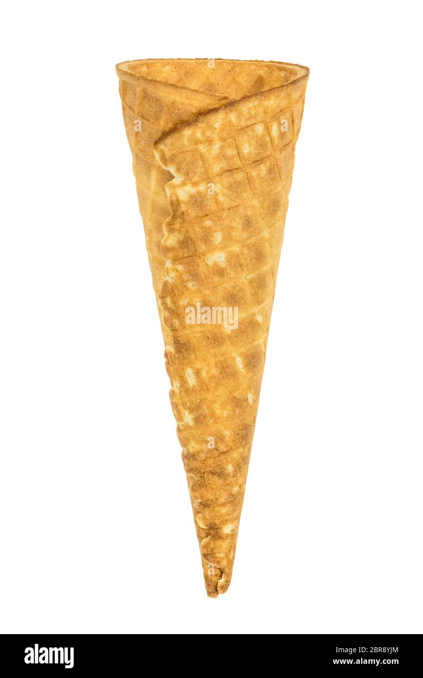 Empty ice cream cone isolated on white background with clipping path ...