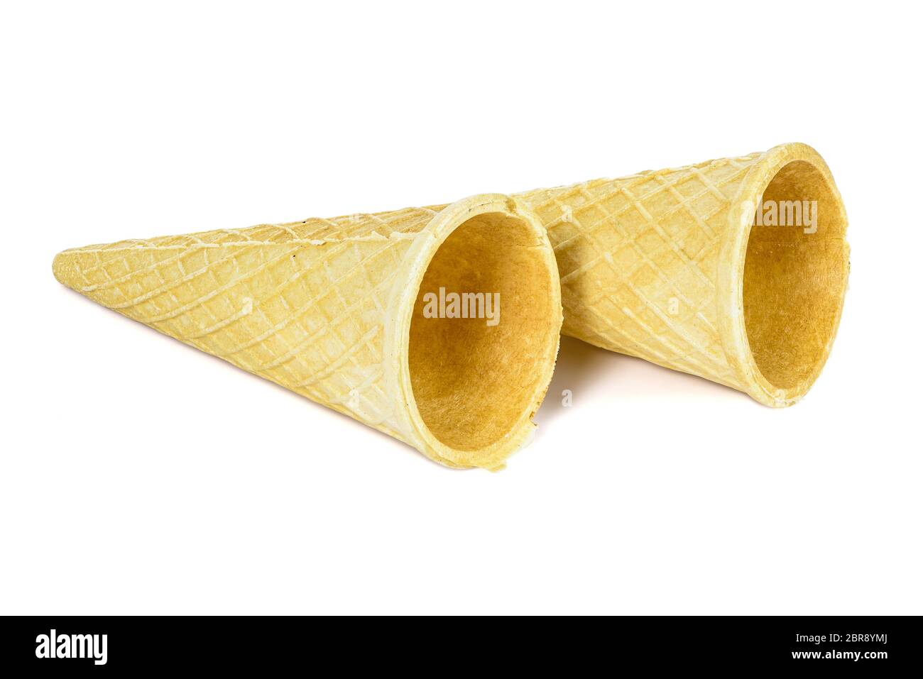 Two empty ice cream cones isolated on white background with clipping ...
