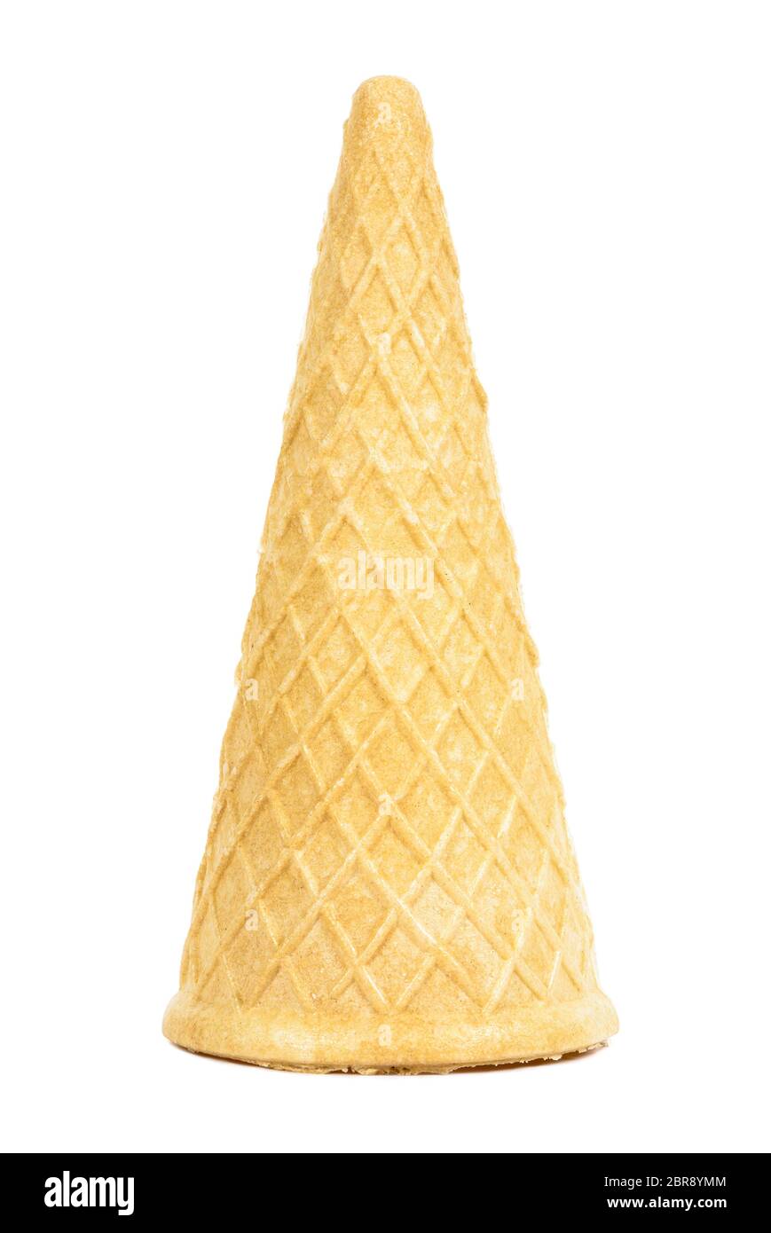 Empty ice cream cone isolated on white background with clipping path ...