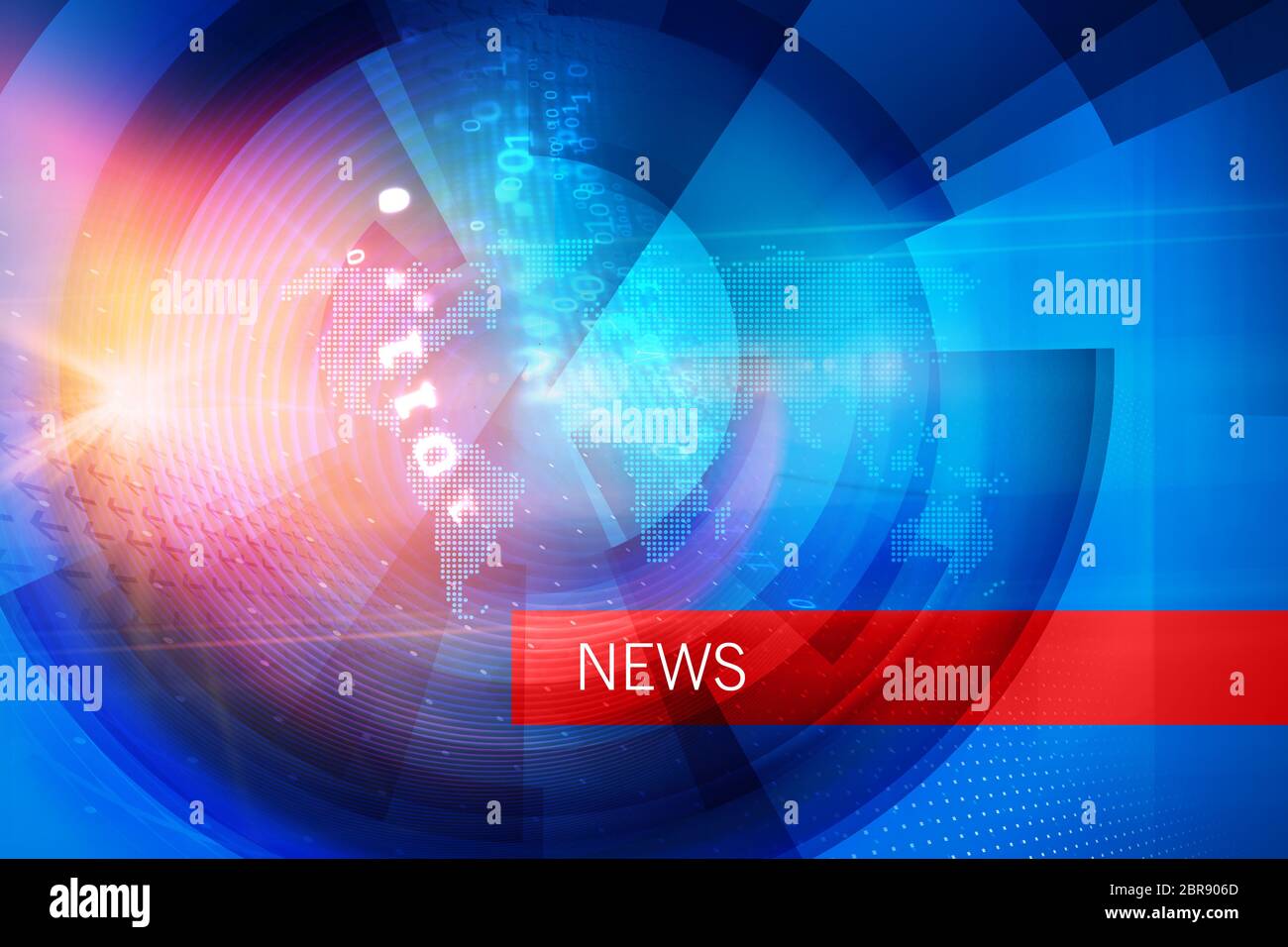 Graphical news studio background with digital binary codes. 3d ...
