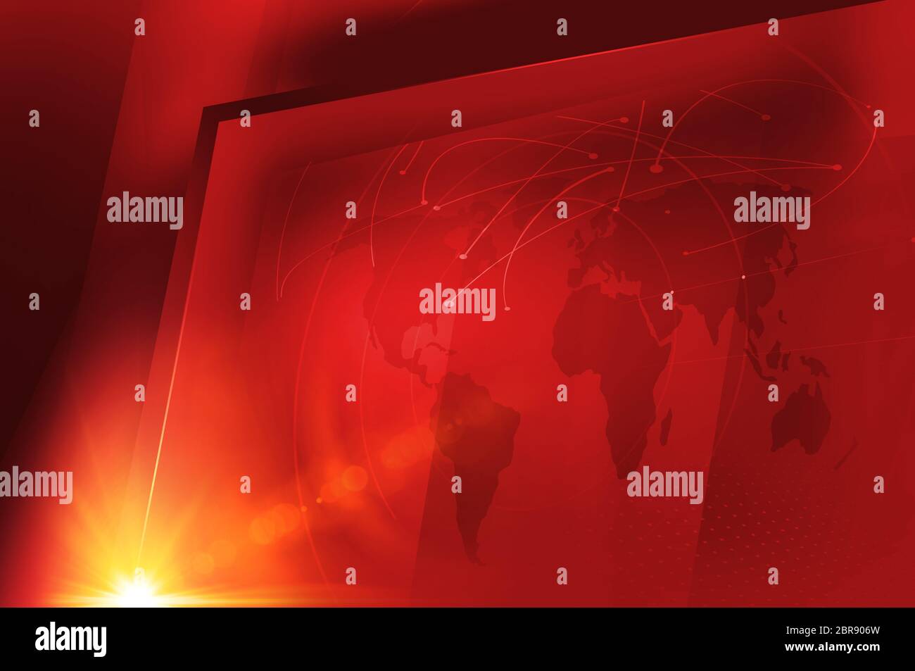 Studio big flat tv screen with global world map. 3d Illustration Stock ...