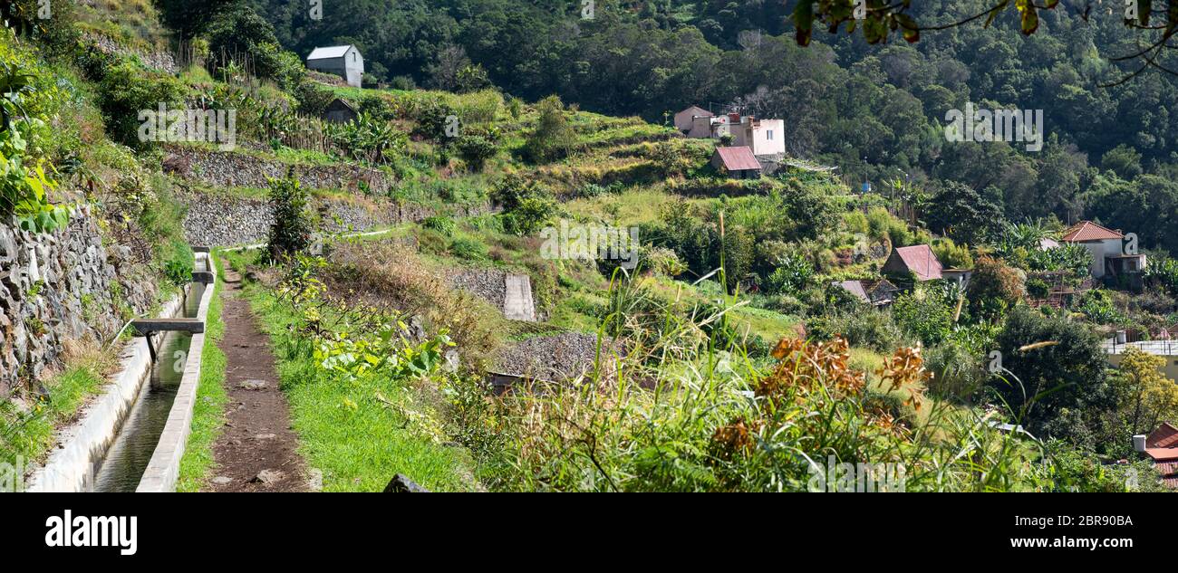 Levada dos Marocos also known as the Mimosa valley near Machico on the ...