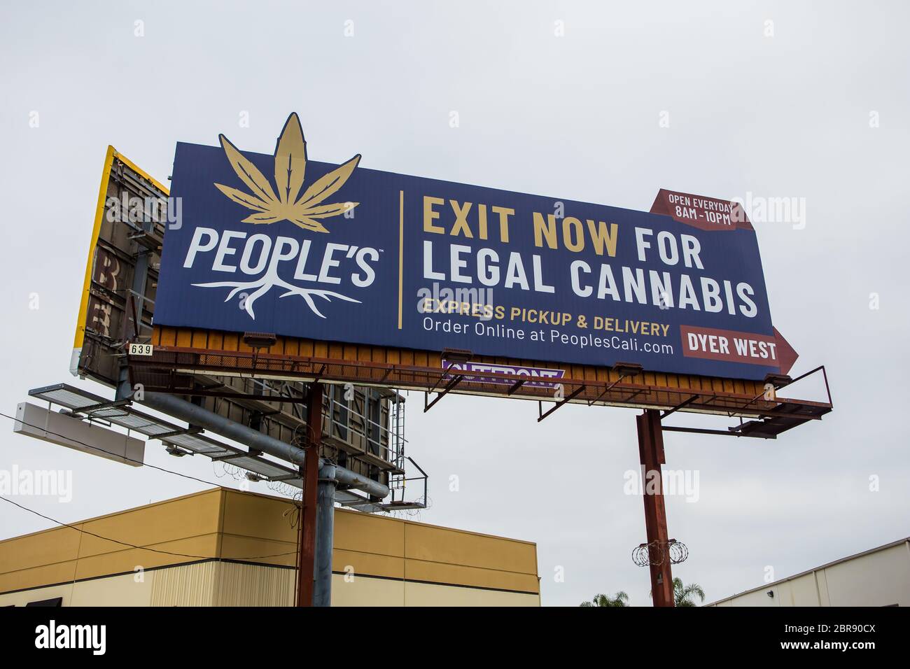 Legal Cannabis sign on the side of the 55 freeway in Orange County ...