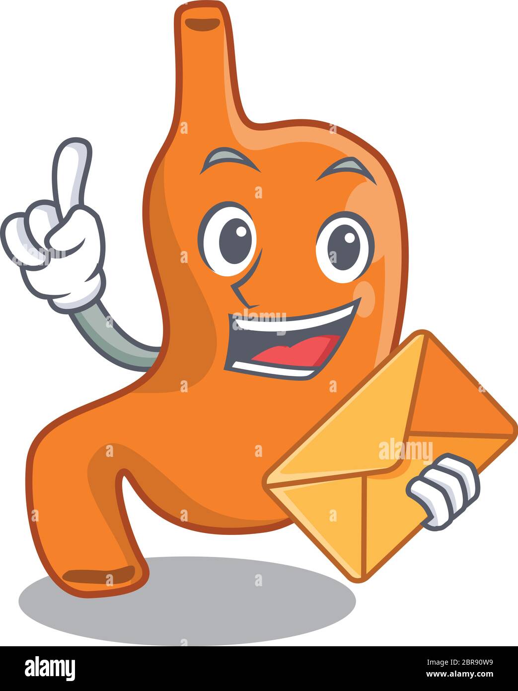 A picture of cheerful stomach cartoon design with brown envelope Stock ...