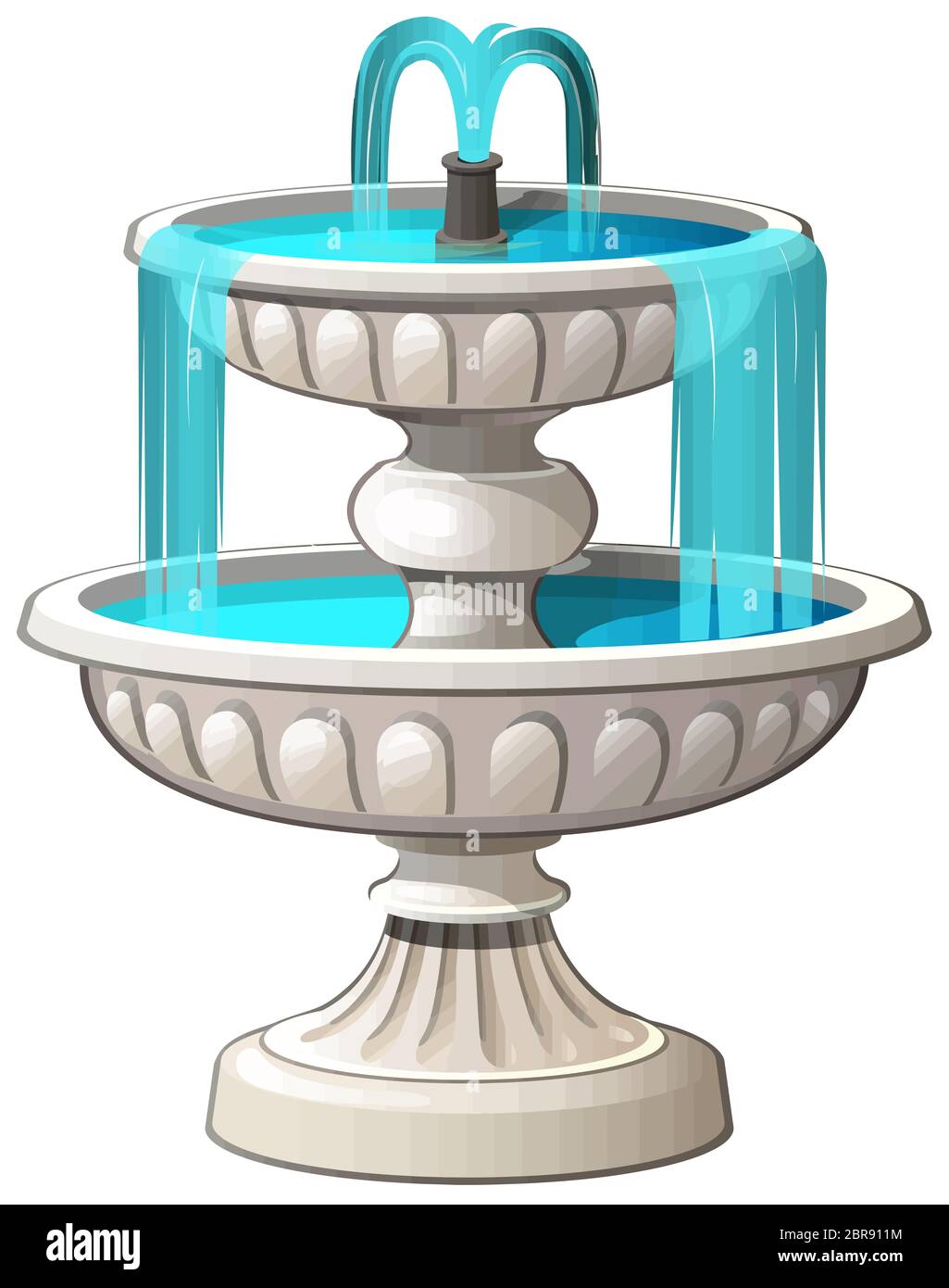 fountain outdoor architecture water stream blue illustration Stock ...