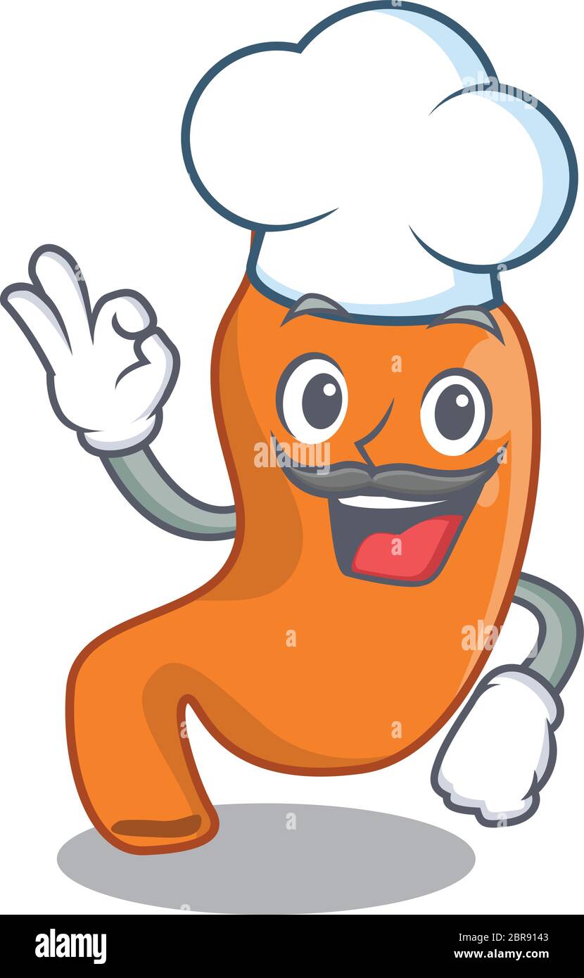 Talented stomach chef cartoon drawing wearing chef hat Stock Vector ...