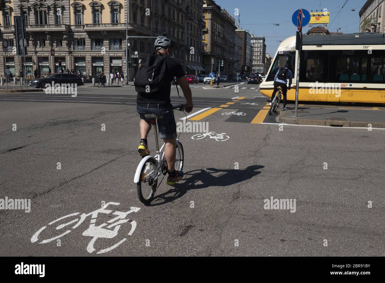 Milan, Italy. 20th May, 2020. New cycle path in Corso Venezia and Corso ...