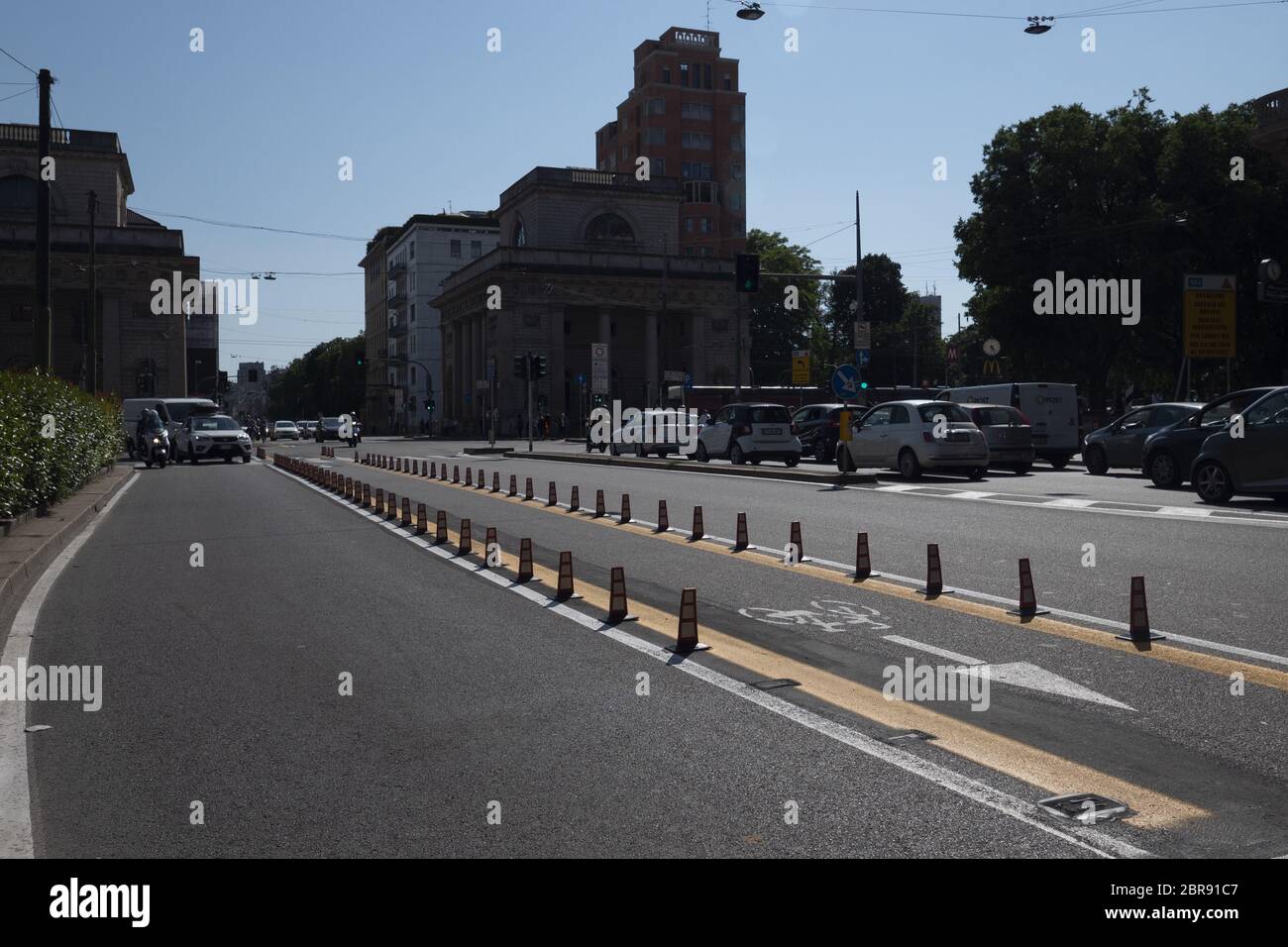 Milan, Italy. 20th May, 2020. New cycle path in Corso Venezia and Corso ...