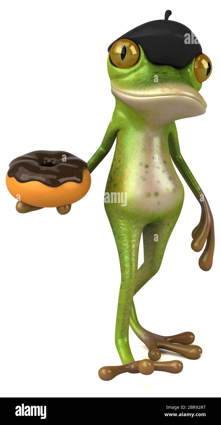 Fun french frog - 3D Illustration Stock Photo - Alamy