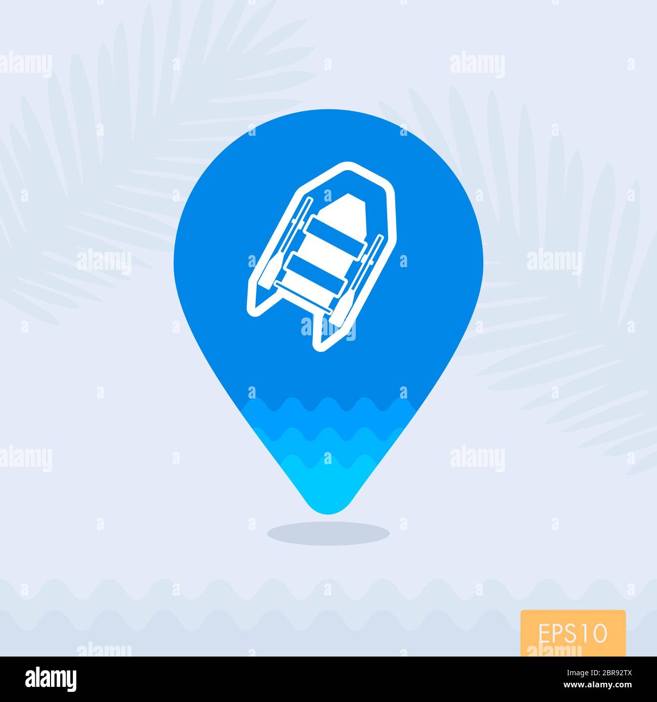 Inflatable boat vector pin map icon. Beach Map pointer. Summer Map ...