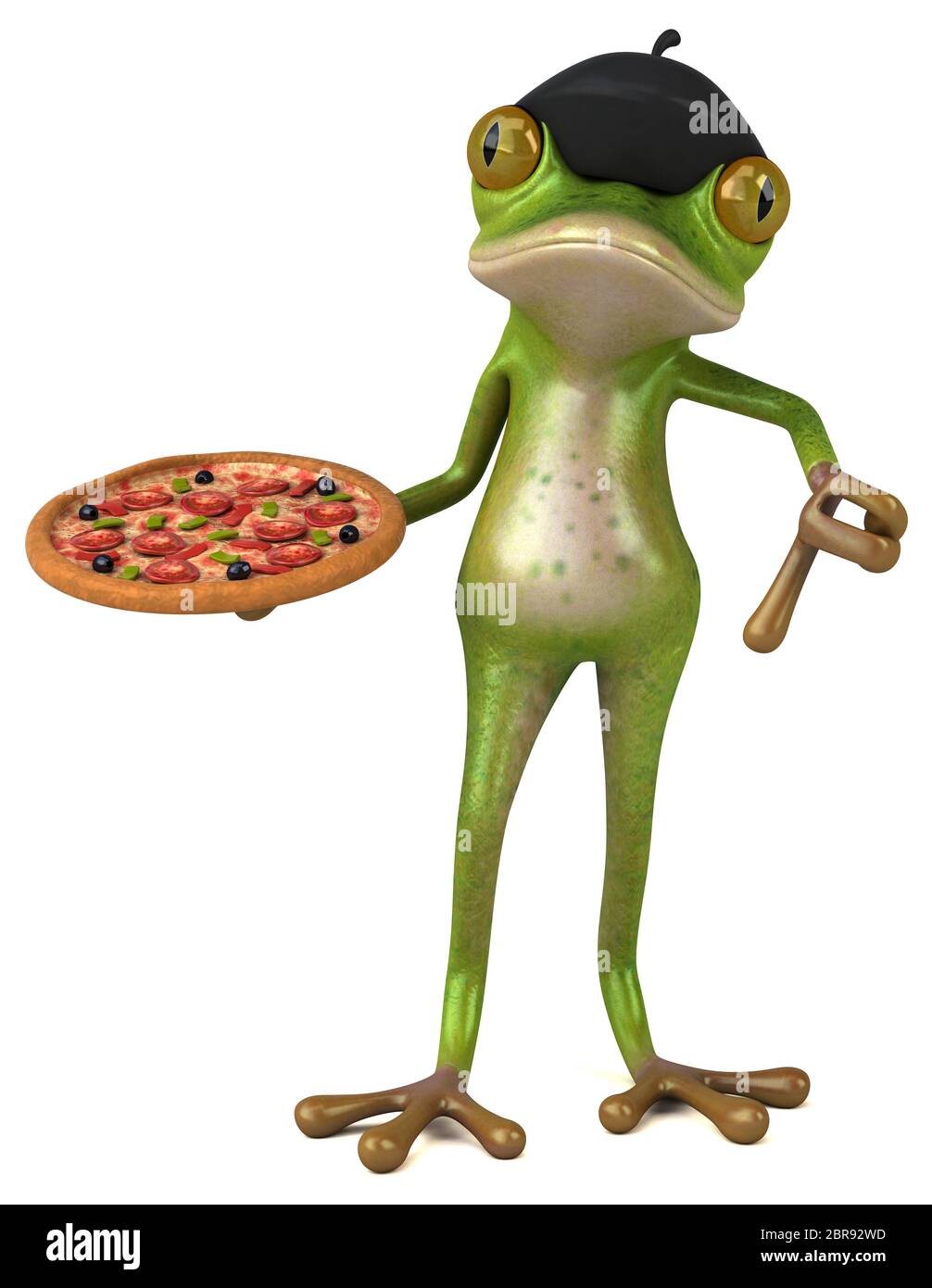 Fun french frog - 3D Illustration Stock Photo - Alamy