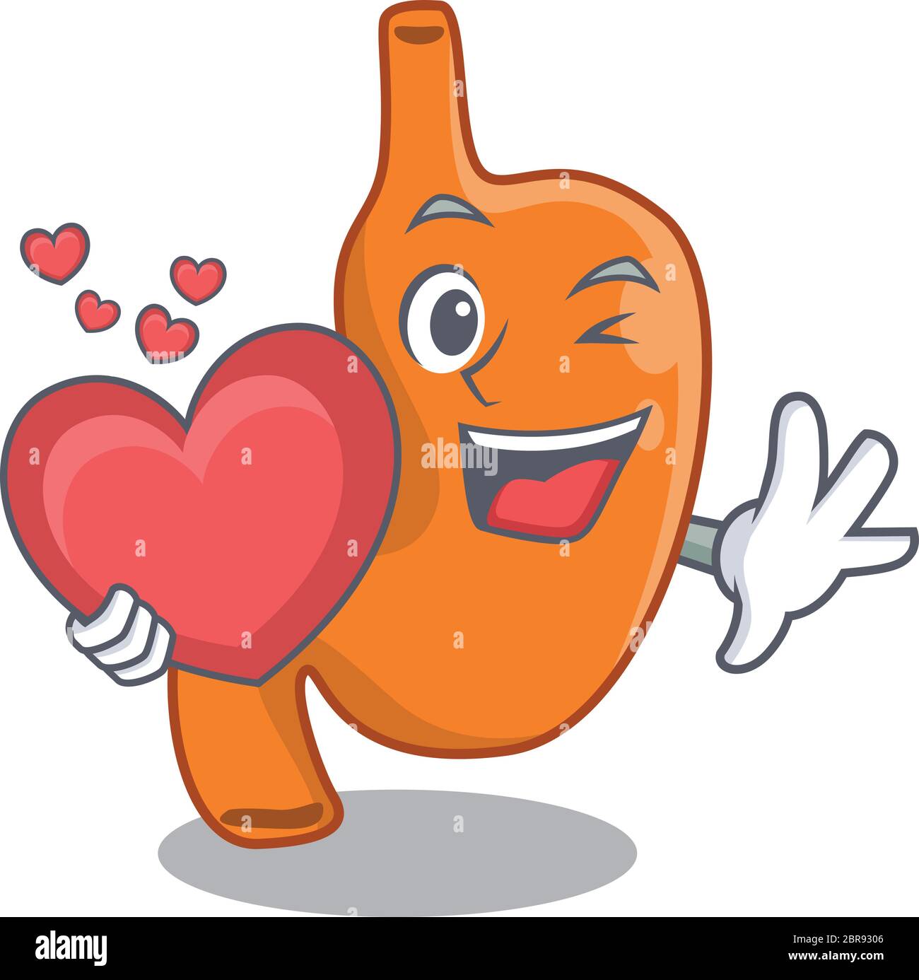 A sweet stomach cartoon character style holding a big heart Stock ...