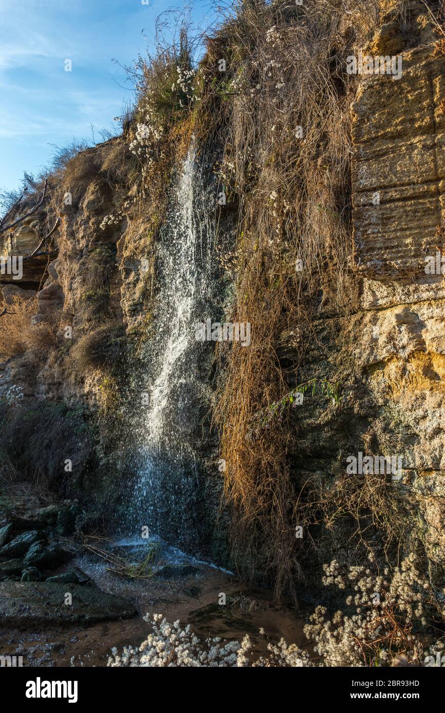 Stream and a small waterfall near the sea near the village of Fontanka ...