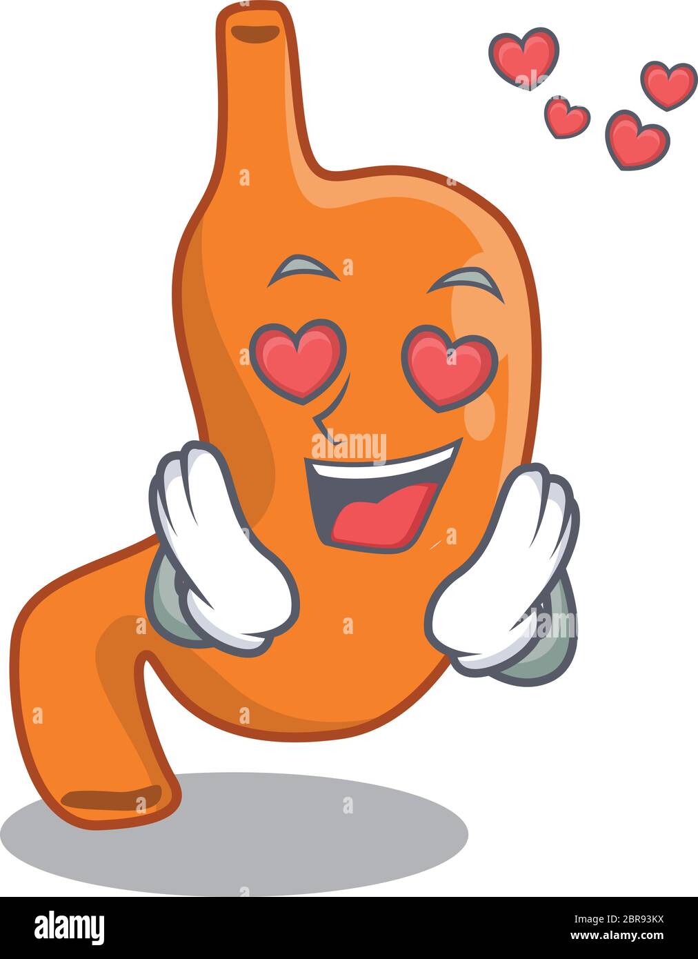 Romantic stomach cartoon character has a falling in love eyes Stock ...