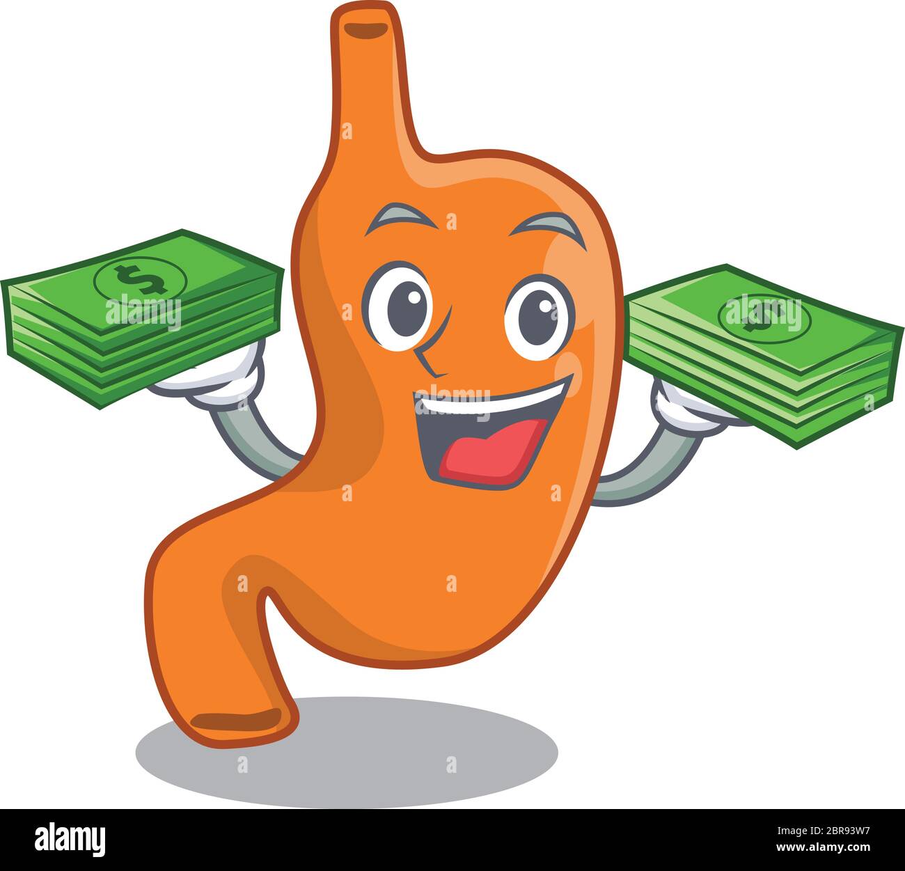 A wealthy stomach cartoon character with much money Stock Vector Image ...
