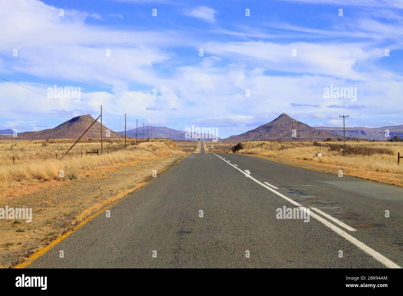 Perspective road from Orange Free State. On the road to Karoo, South ...