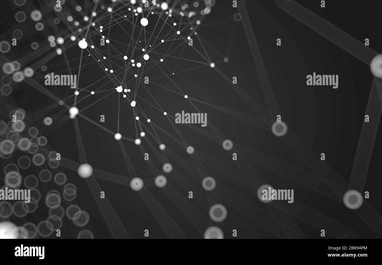 Abstract Polygonal Space Low Poly Dark Background With Connecting Dots And Lines Connection