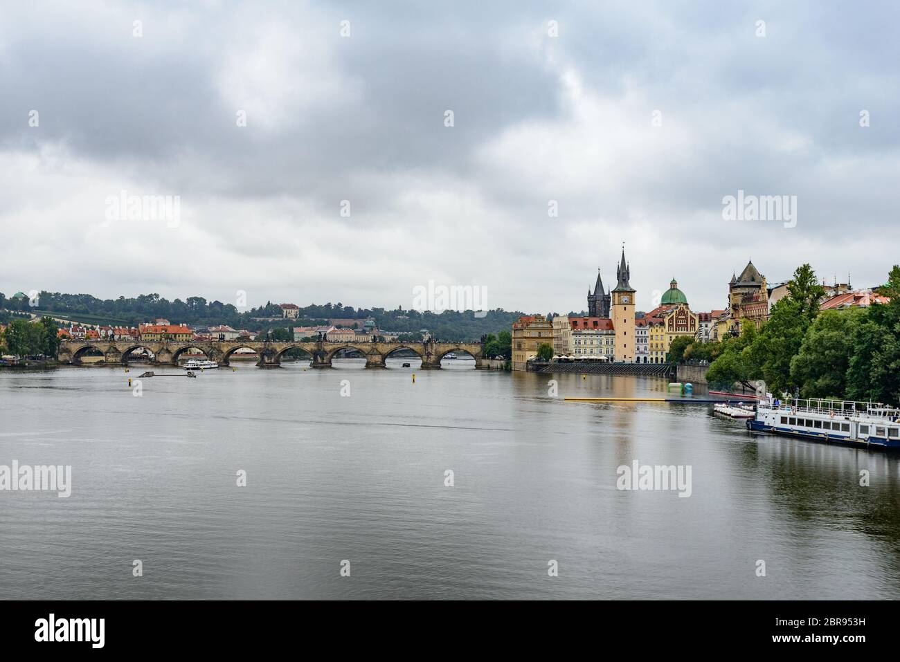 Landscape of Prague with the Vltava river Stock Photo - Alamy