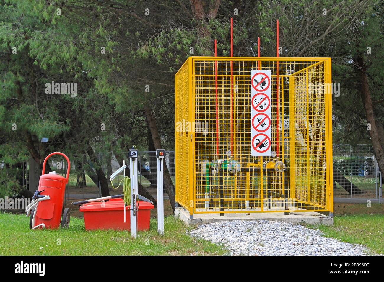 Gas Station Inlet Valves and Pipes in Cage Stock Photo - Alamy
