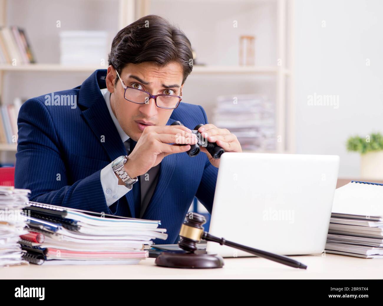 The young handsome judge working in court Stock Photo - Alamy