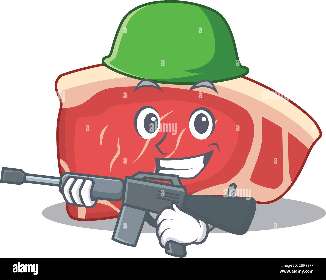 A cartoon picture of Army sirloin holding machine gun Stock Vector ...
