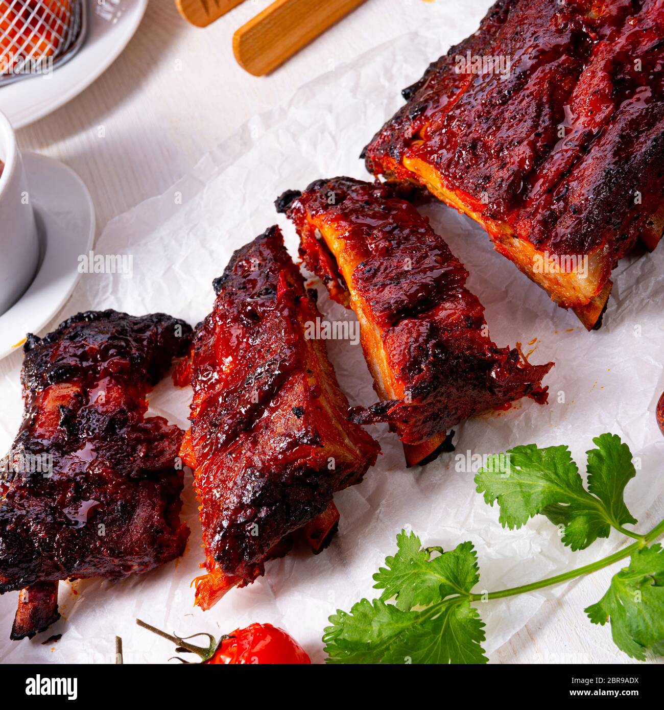 BBQ spare ribs from a charcoal grill Stock Photo - Alamy